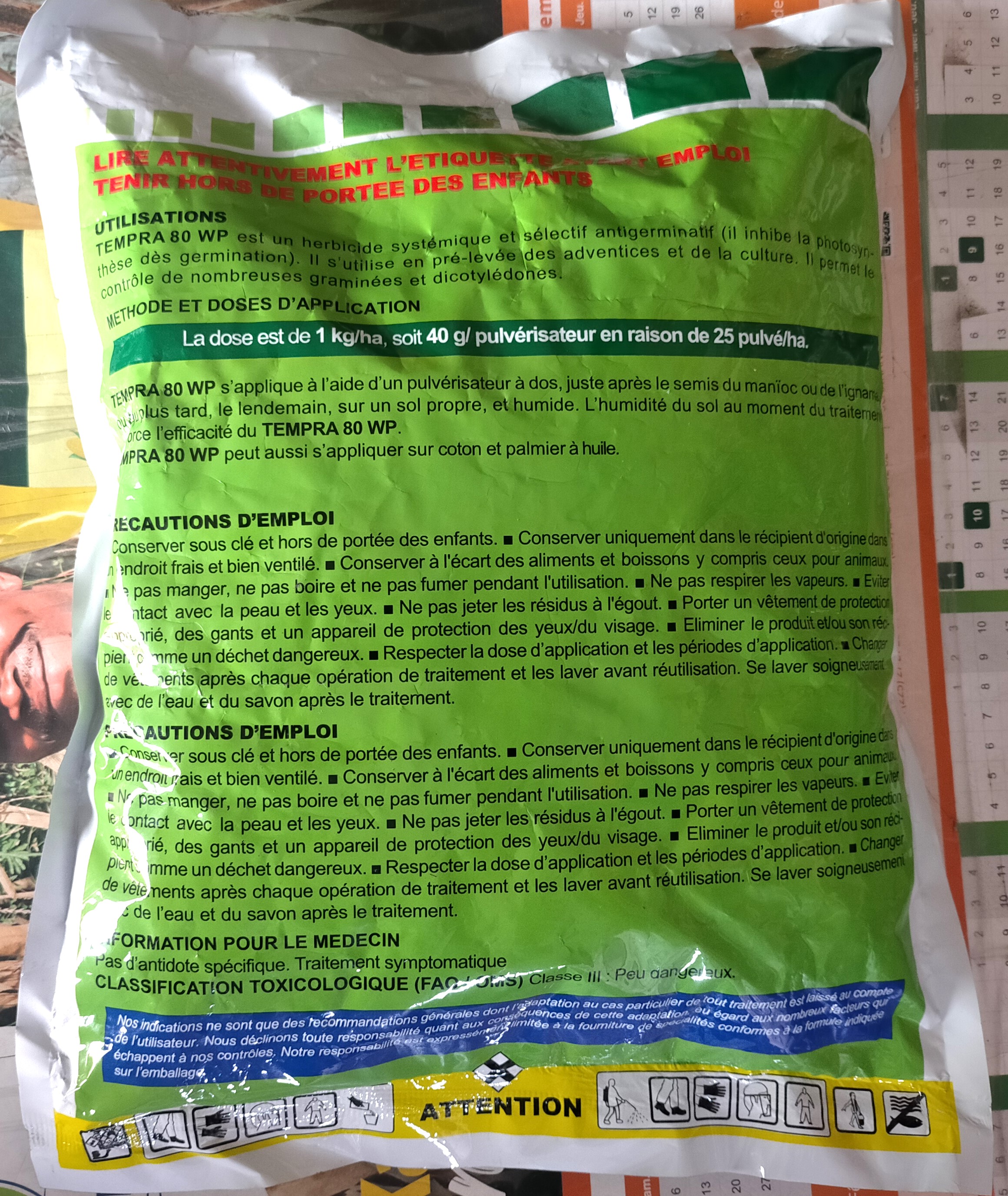 Herbicide granulé sélectif de pré-levée TEMPRA 80 WP 1 kg – Manioc ...
